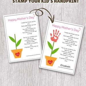 Mothers Day Hantprint Art Flower Poem | Happy Mother’s Day DIY Craft ...