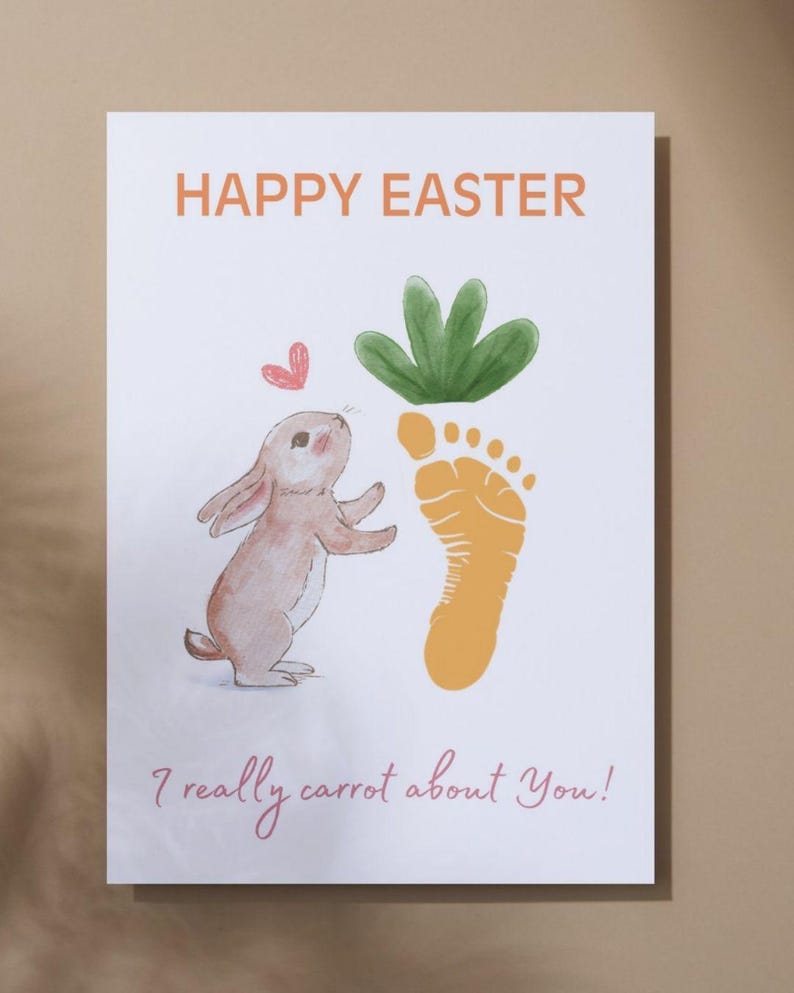 Easter Bunny Footprint Craft DIY Baby Gift | Easter Newborn Toddler ...