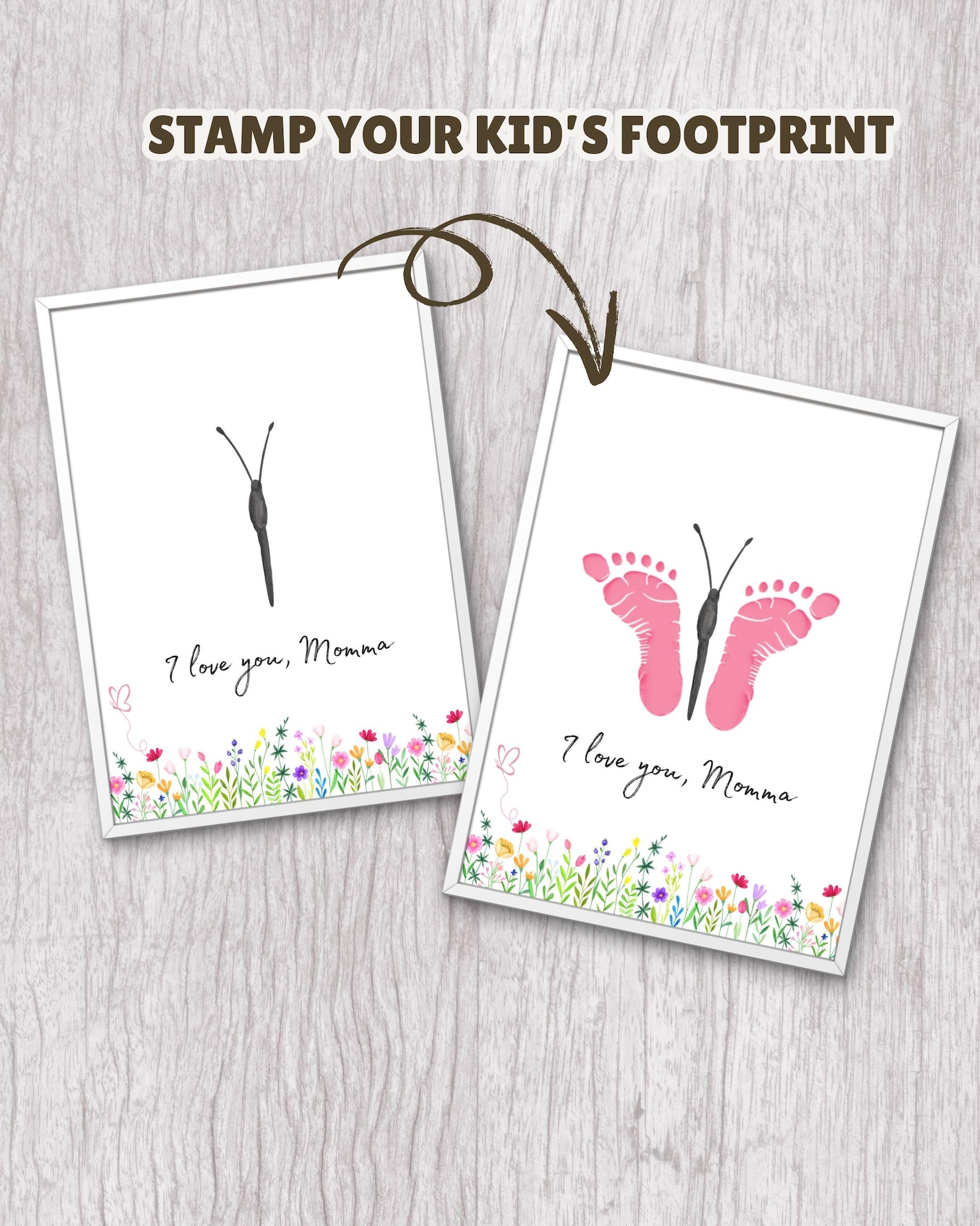 Gift for Mom Butterfly Footprint Craft DIY Baby & Kids Gift | Daycare ...
