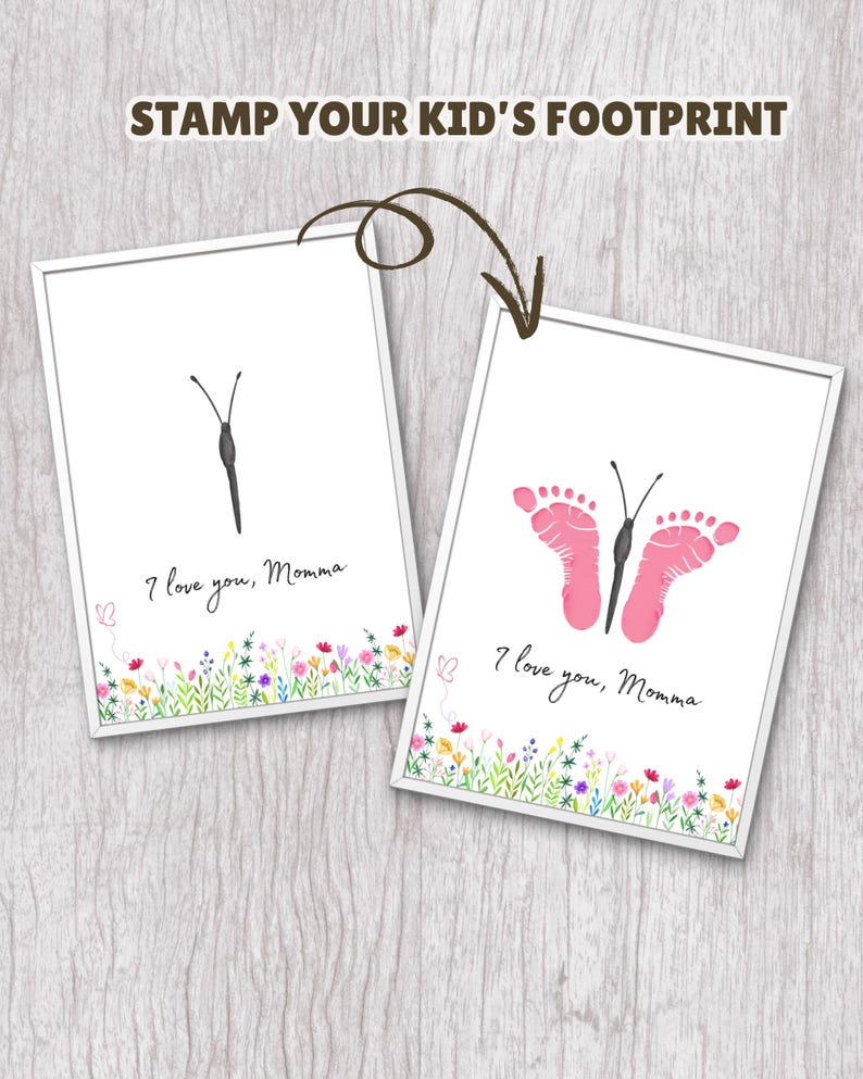 Gift for Mom Butterfly Footprint Craft DIY Baby & Kids Gift | Daycare ...