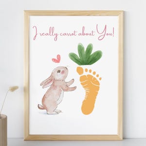 Easter Carrot Loving Bunny Footprint Craft DIY Baby Gift | Easter ...