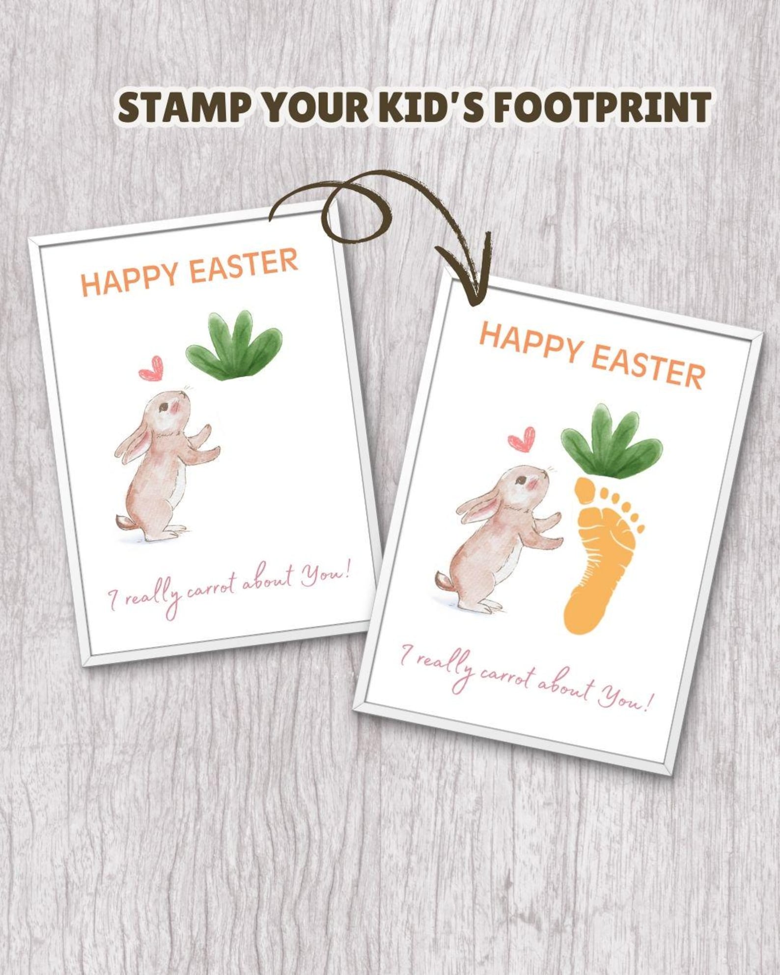 Easter Bunny Footprint Craft DIY Baby Gift | Easter Newborn Toddler ...