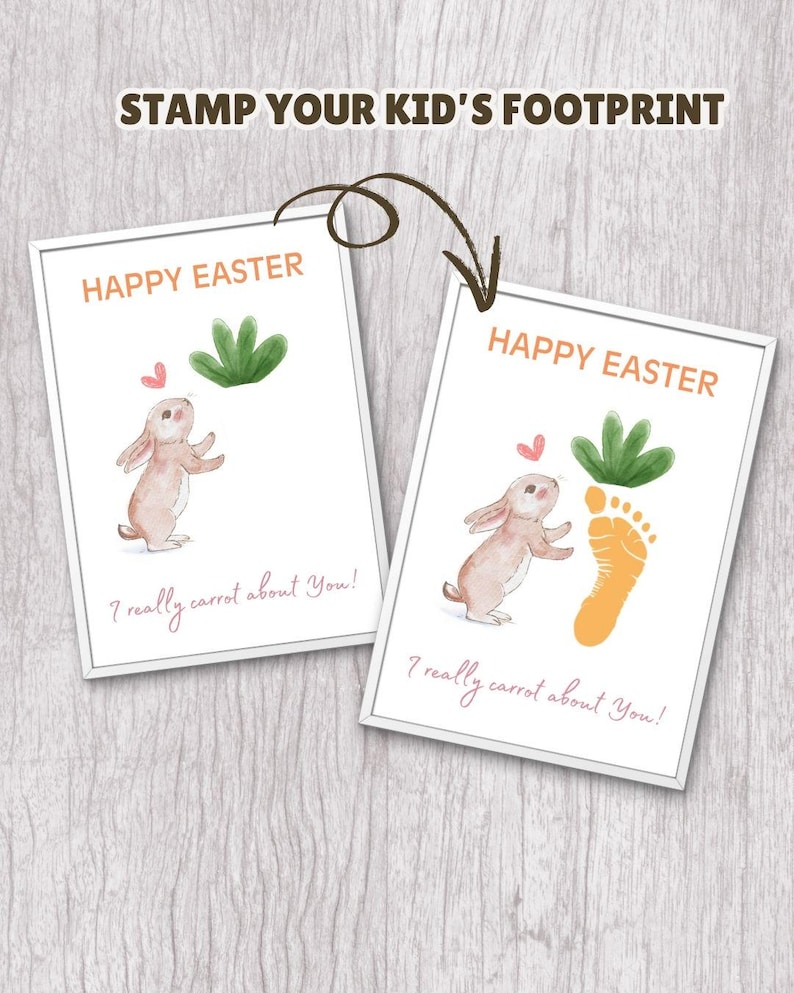 Easter Bunny Footprint Craft DIY Baby Gift | Easter Newborn Toddler ...
