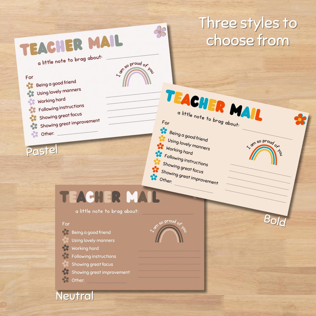 Teacher Mail, Teacher Note Card, Teacher Parent Notes, Teacher Bragging ...