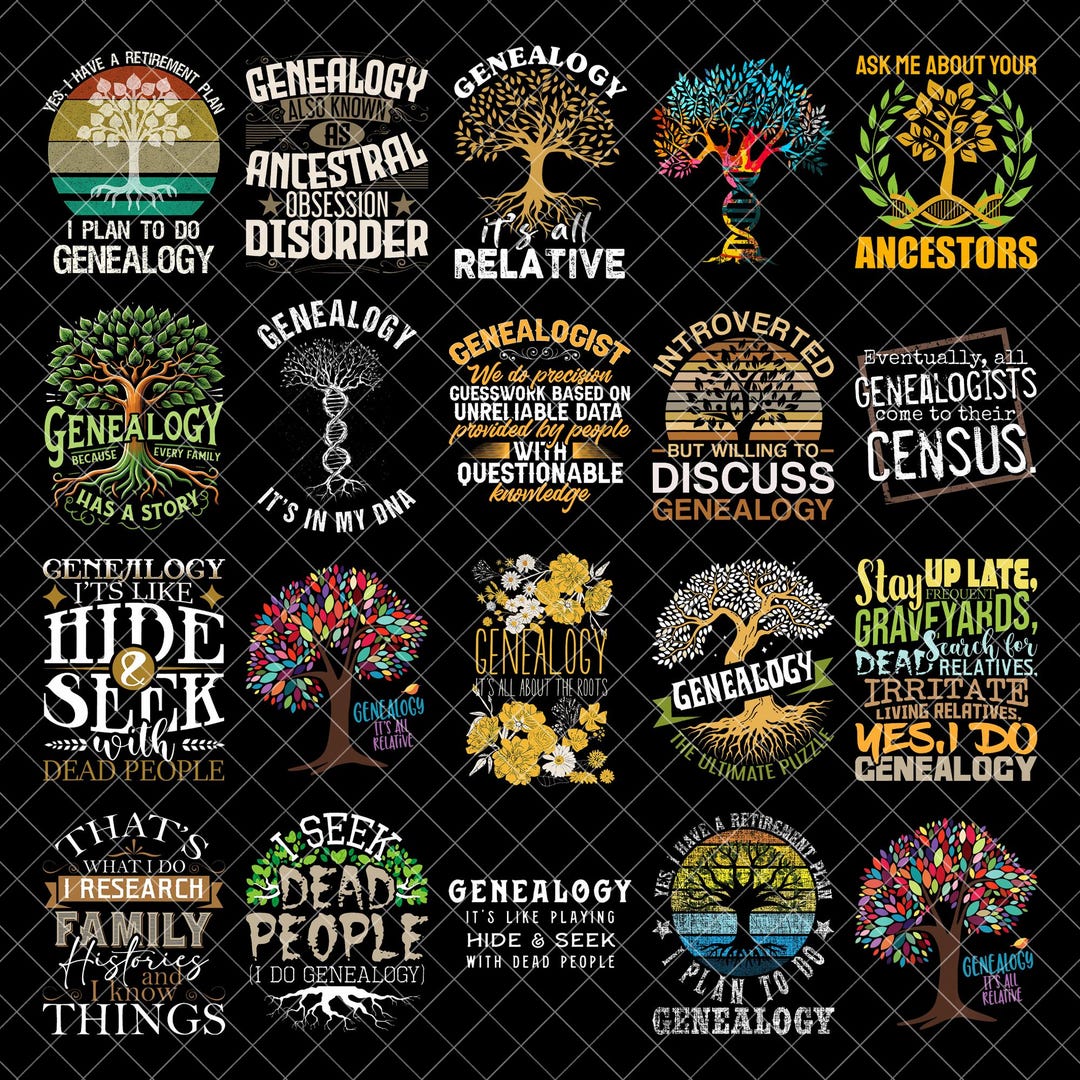 Genealogy Ancestry PNG Bundle, Creative Designs for Family History ...