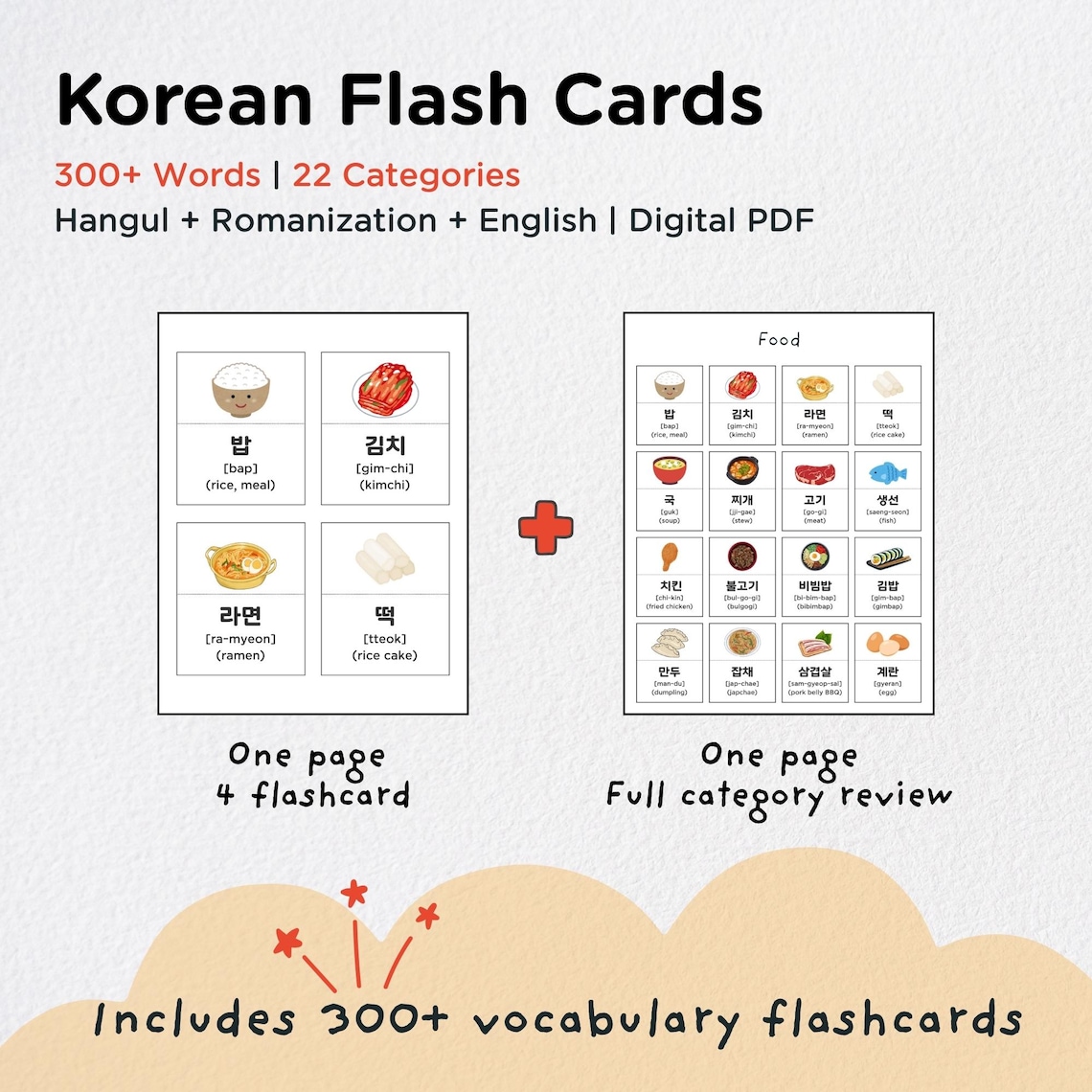 300 Korean Flashcards Bundle | Educational Card Set | Learn Korean ...