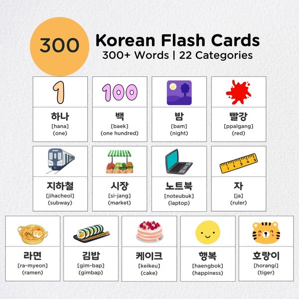 Korean Flashcards - Etsy