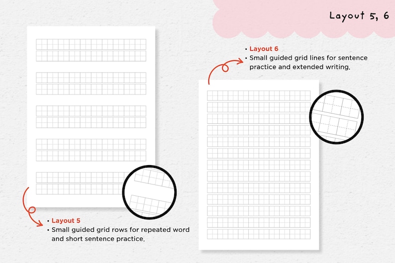 Korean Hangul Writing Practice Paper Bundle | 8 Pages Grid Sheets ...