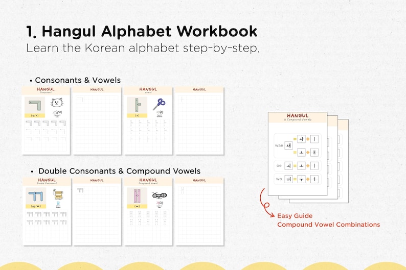 Learn Korean Workbook Bundle | Hangul Alphabet, Vocabulary, Sentences ...