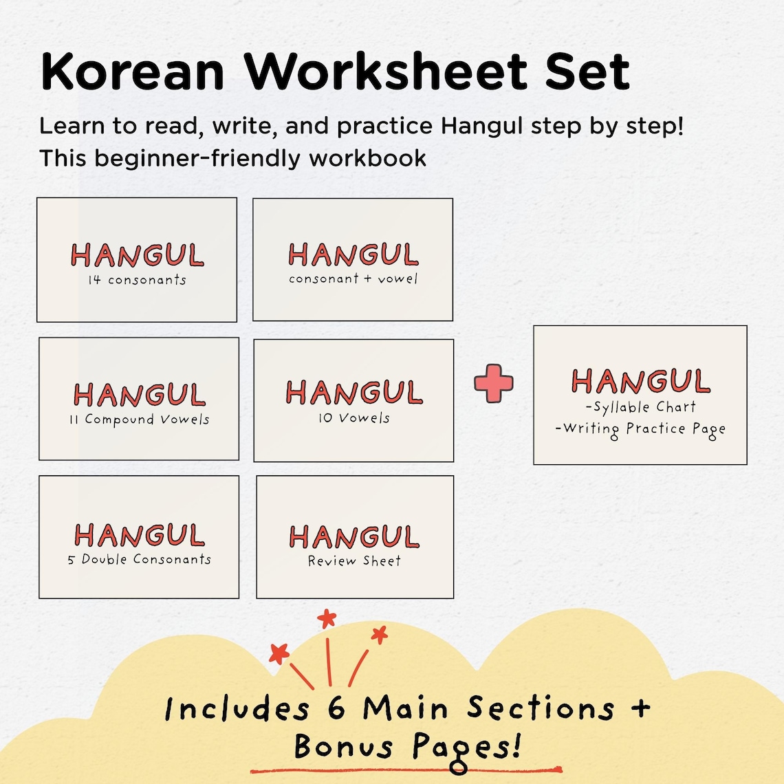 Learn Korean Hangul Workbook | Korean Alphabet Chart & Writing Practice ...