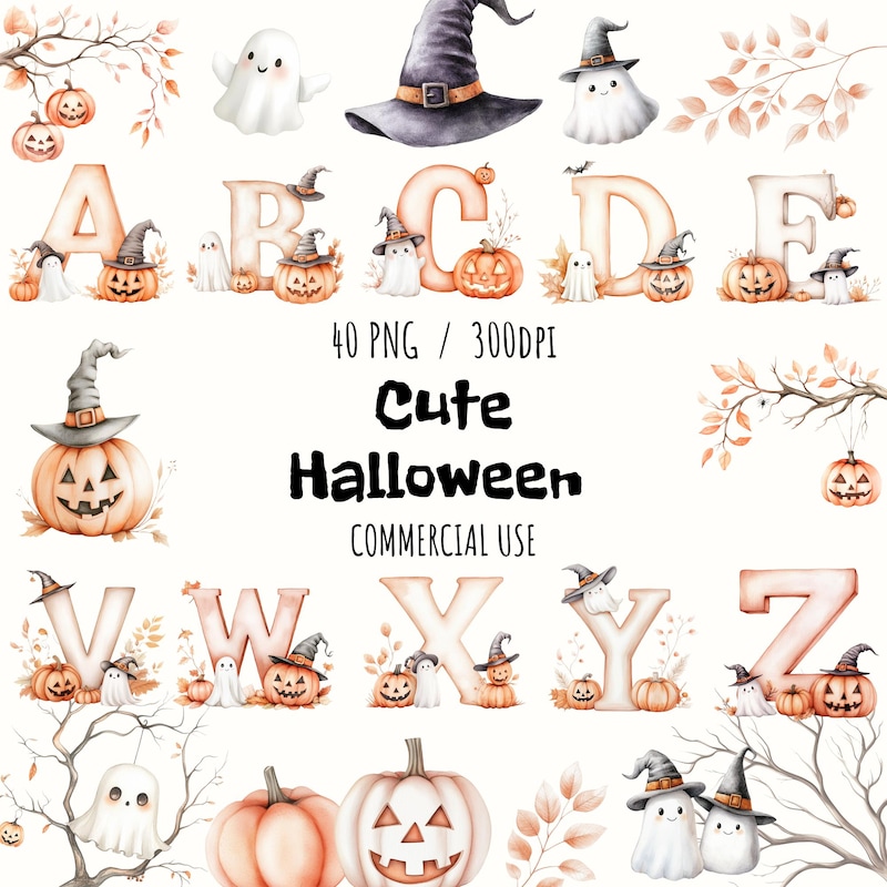 Halloween Doodle Alphabet - Etsy
