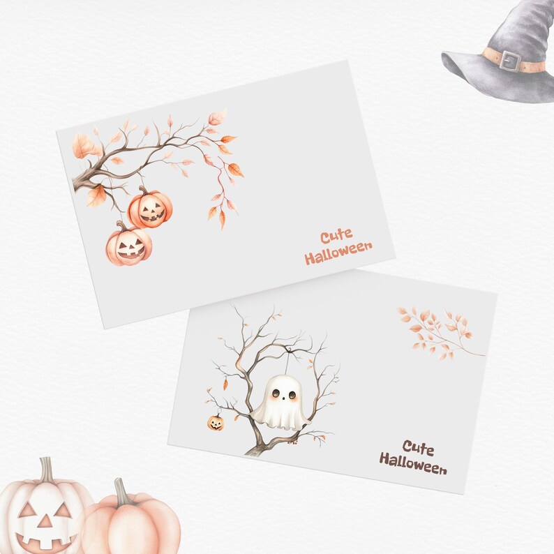 Kawaii Boho Halloween Clipart Bundle, Watercolor Halloween Letters ...