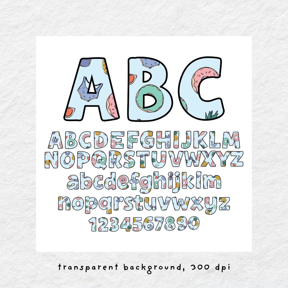 Summer Doodle Font PNG Bundle – Beach Alphabet Clipart Letters – Hand ...