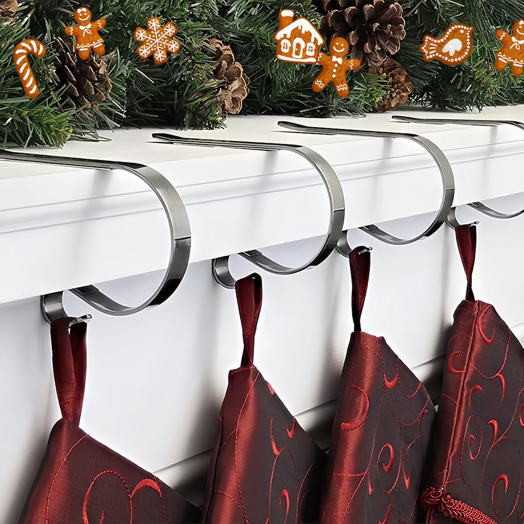 Iron Christmas Stocking Holder Set of 5: Fireplace Mantel Hooks - Etsy