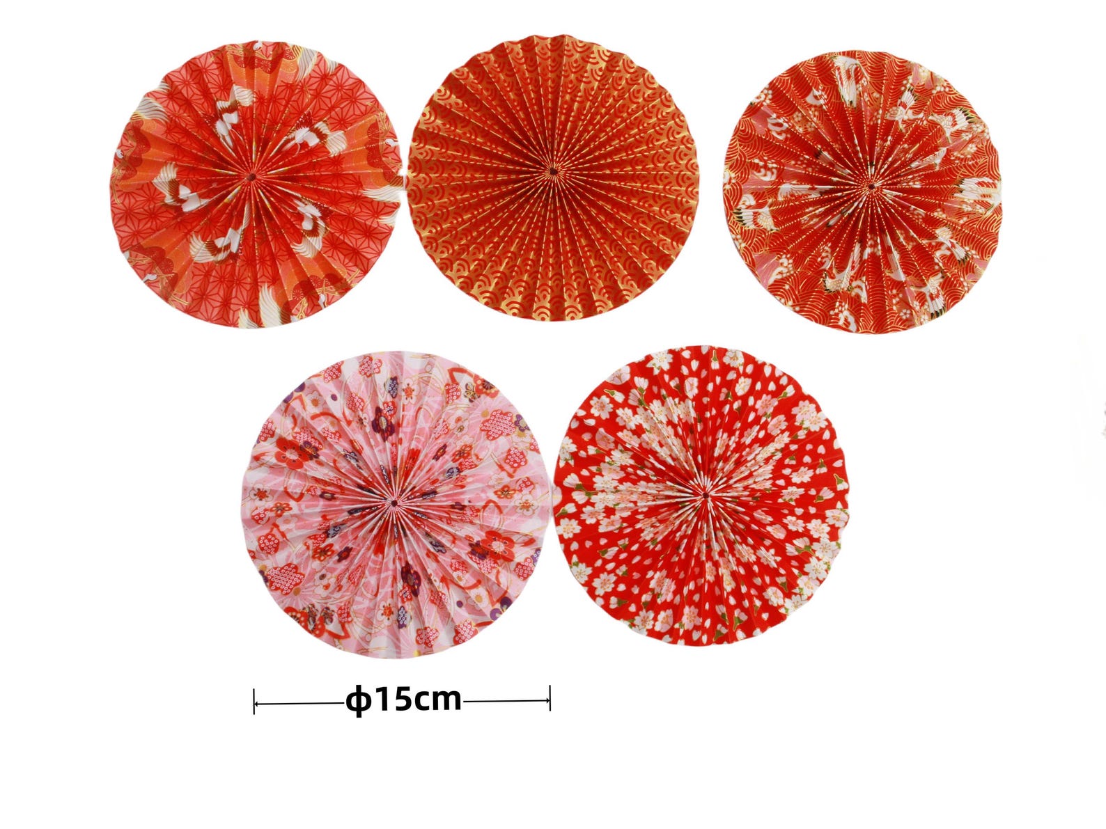 Yuzen Paper Fan Decorations: Japanese Pattern Wall Decor, Set of 5 - Etsy