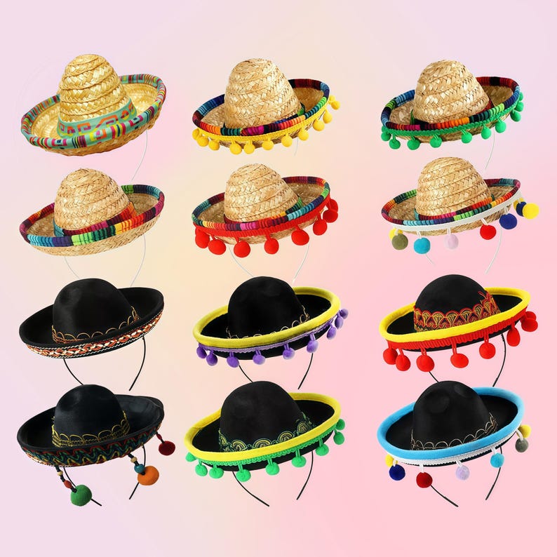 Pack of 2 Mexican Sombrero Mini Hat Party Favor Mexican Decor - Etsy