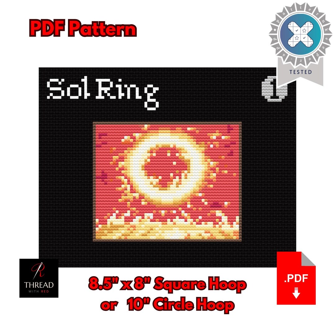 Sol Ring | Magic the Gathering | 10 Inch Hoop | Beginner Cross Stitch ...