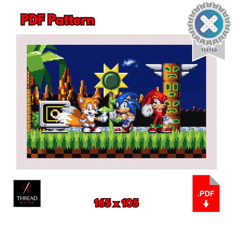 Team Sonic Diorama | Sonic the Hedgehog Cross Stitch Pattern | Large ...