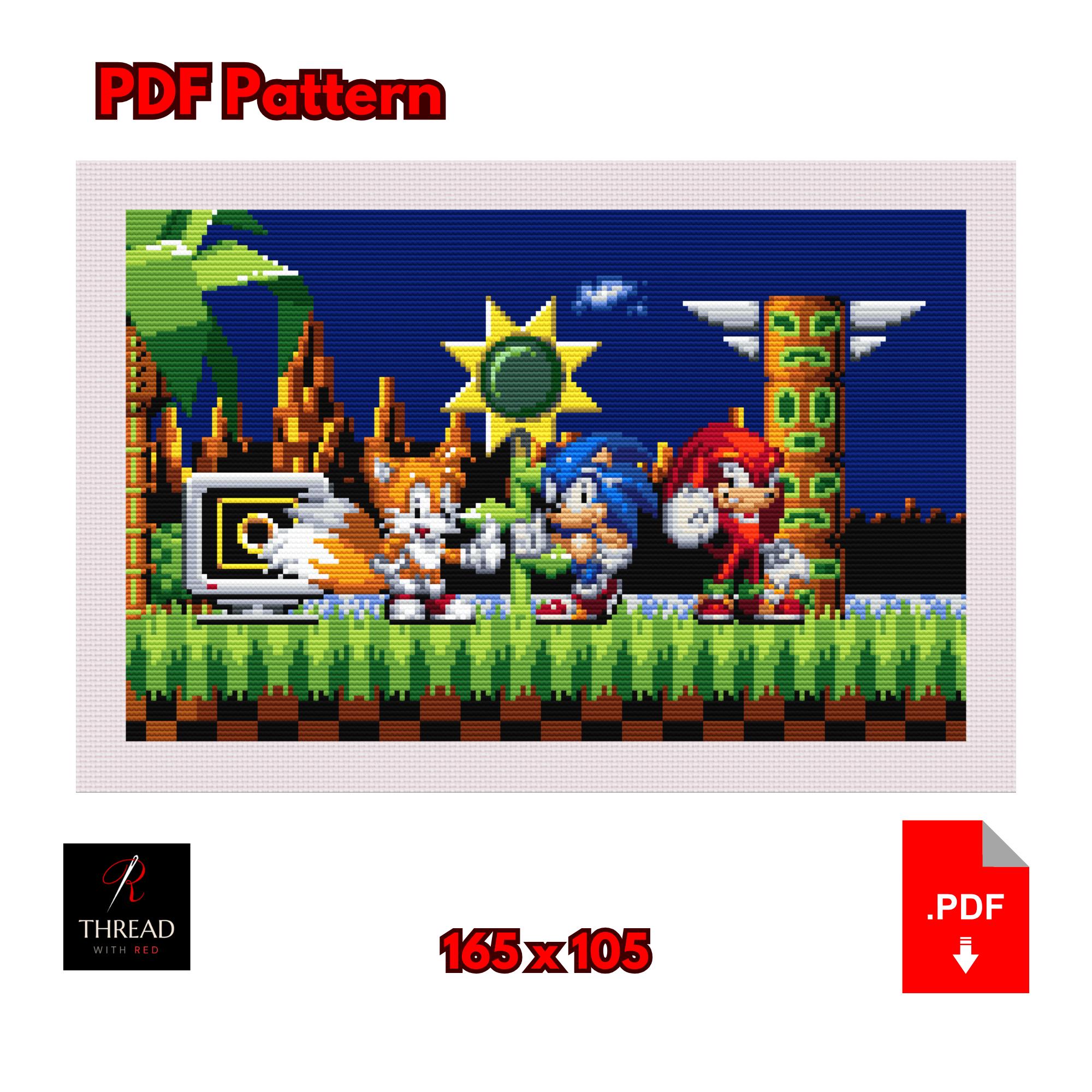 Team Sonic Diorama | Sonic the Hedgehog Cross Stitch Pattern | Large ...