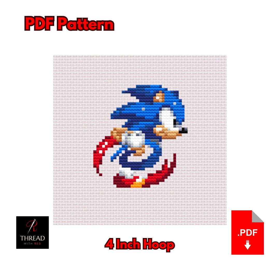 Sonic Var. A Running | Sonic the Hedgehog Cross Stitch Pattern | Cute ...