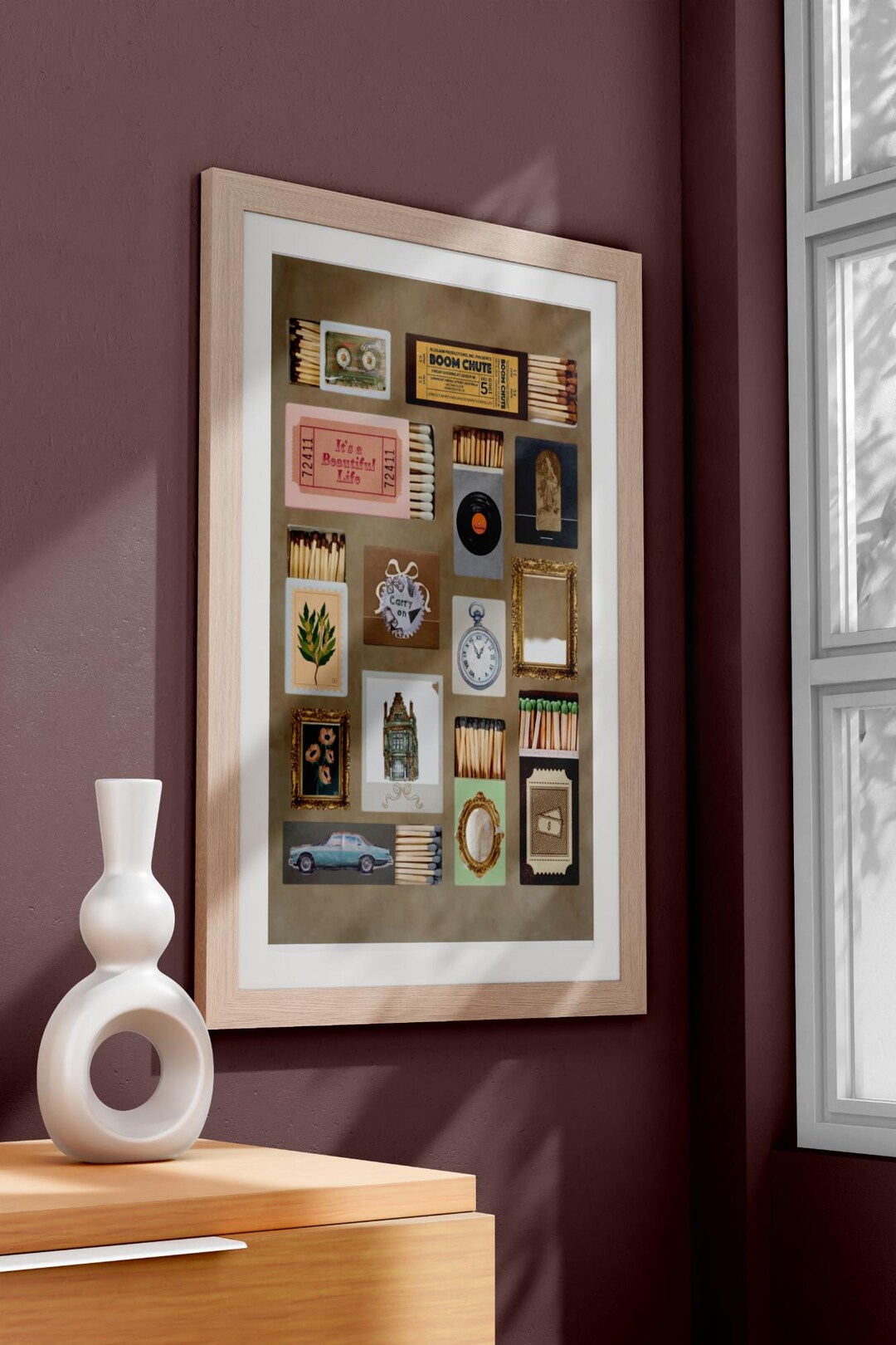 Vintage Matchbox Collage Art – Retro Wall Art, Upcycled Matchbox Design ...