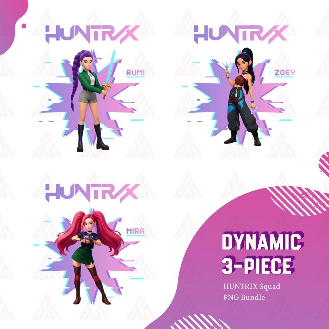 HUNTRIX 3-pack Chibi Demon Hunter Bundle - K-pop Idol Graphics Set ...