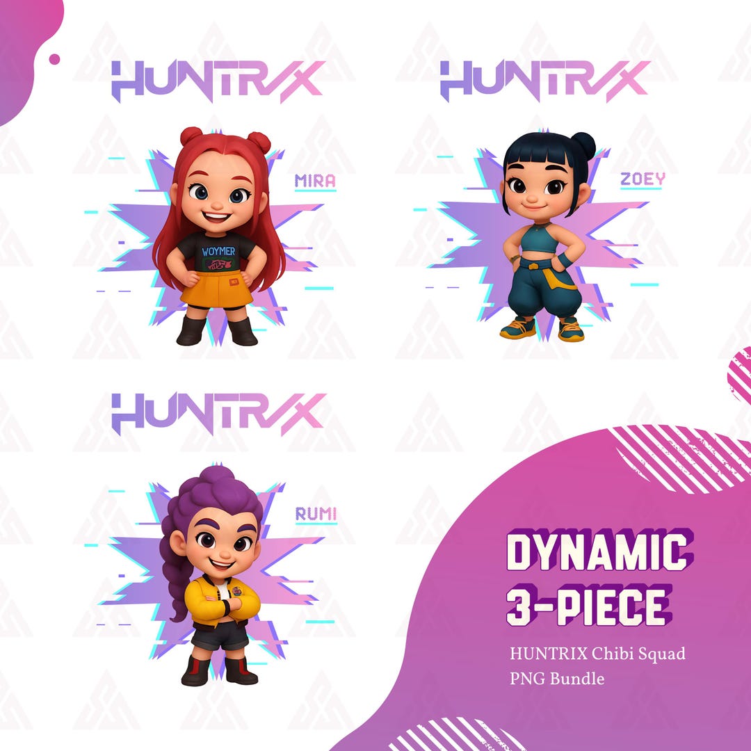 HUNTRIX 3-pack Chibi Demon Hunter Bundle - K-pop Idol Graphics Set - Etsy