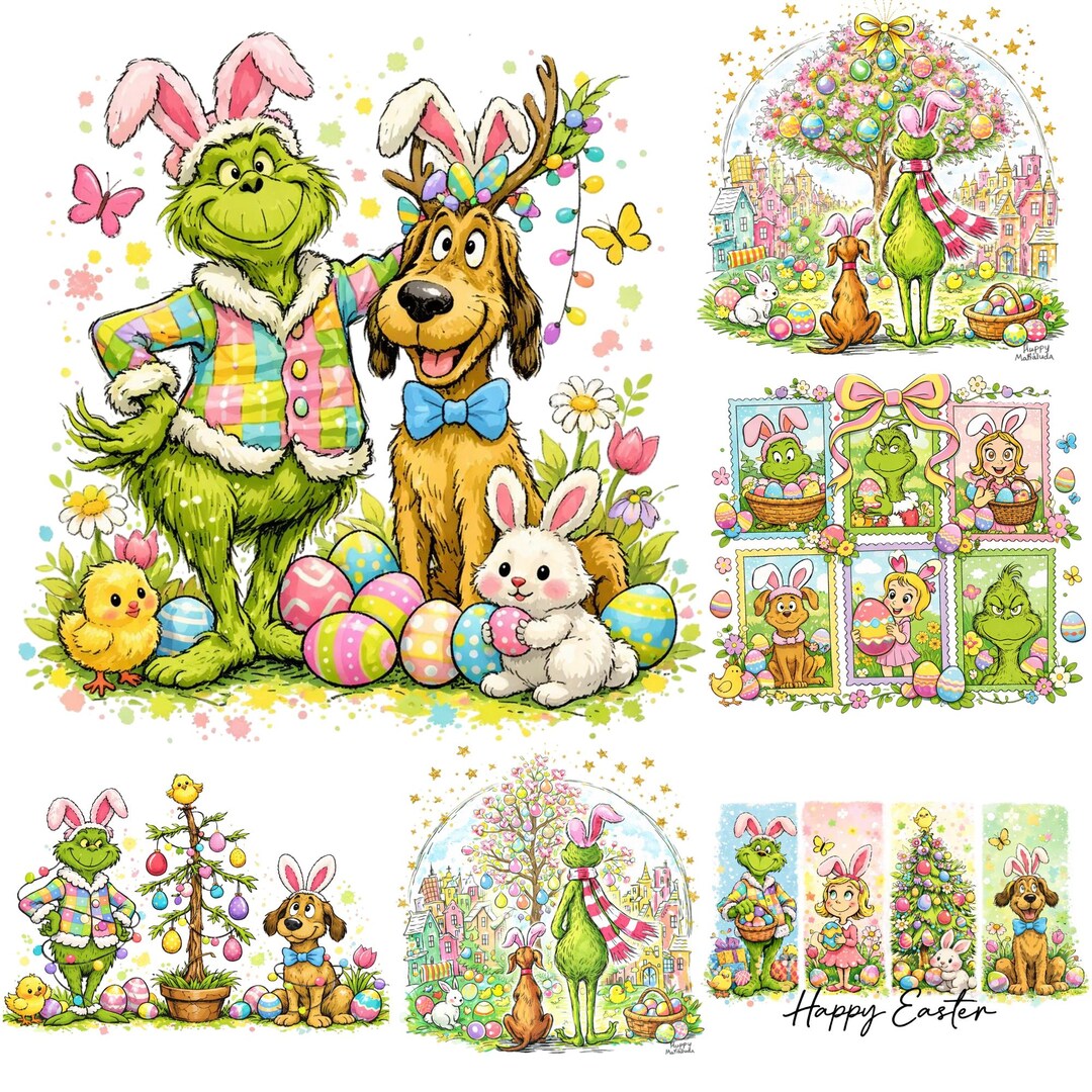 Easter Grinc Hand-painted PNG Bundle, Easter Bunny Png, Funny Easter ...