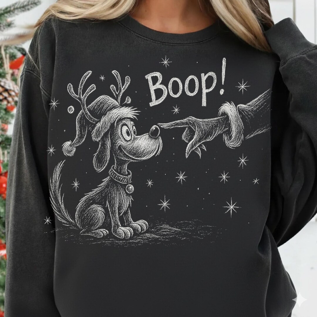 Christmas Chalk Dog PNG, Boop Nose Chalk Sketch, Cute Reindeer Dog ...