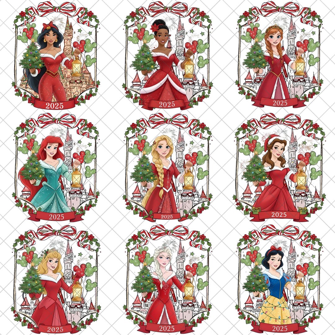 Christmas Princess PNG Bundle – Cute Holiday Princess Clipart, Glitter ...