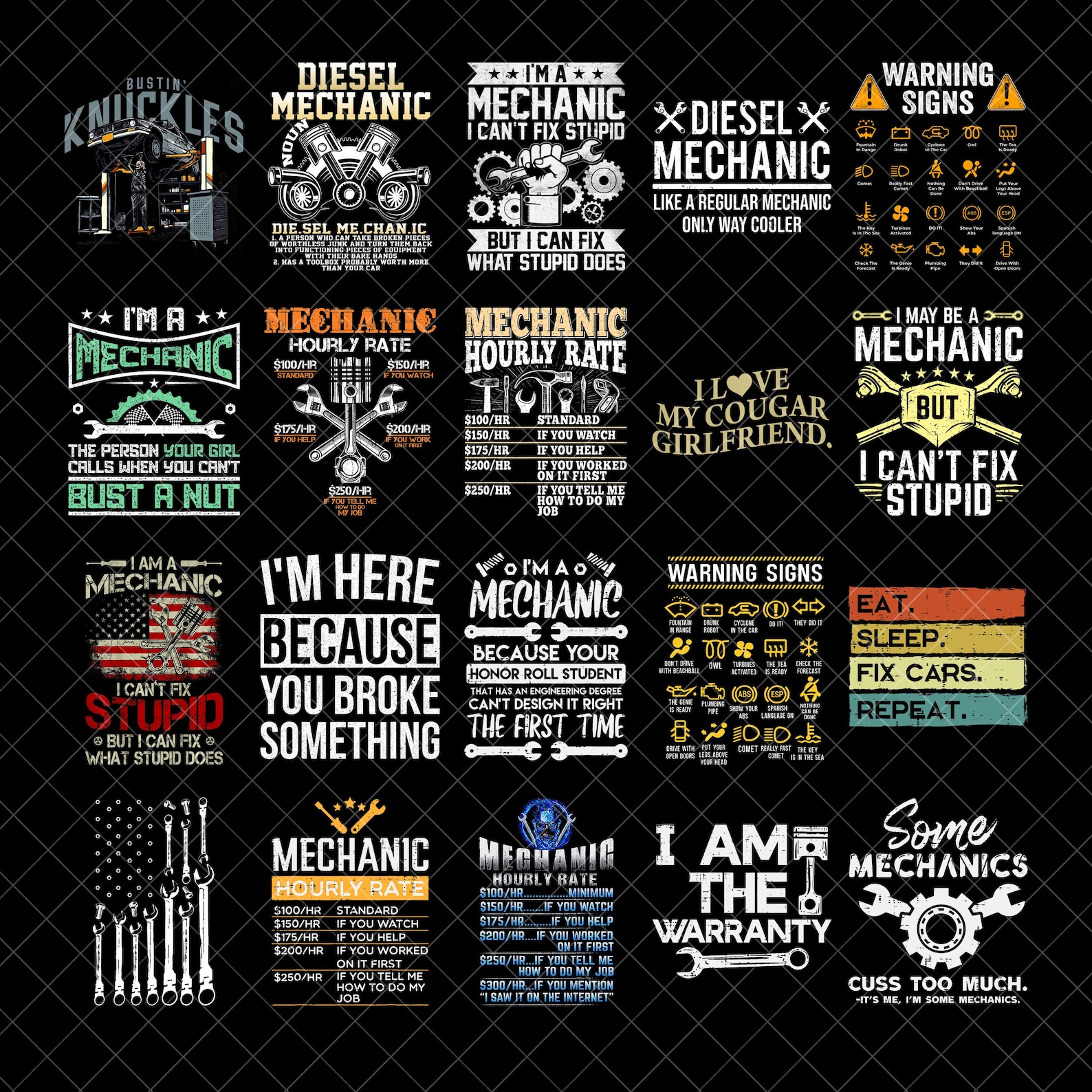 Designs Mechanic Png Bundle, Funny Mechanic Quotes Png, Mechanic Tools ...