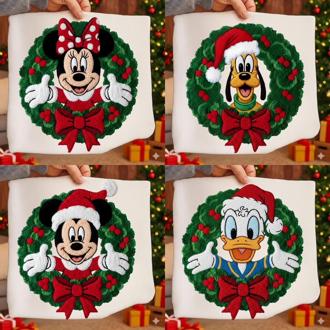 Cute Christmas Characters PNG Bundle, Holiday Wreath Friends With Bows ...