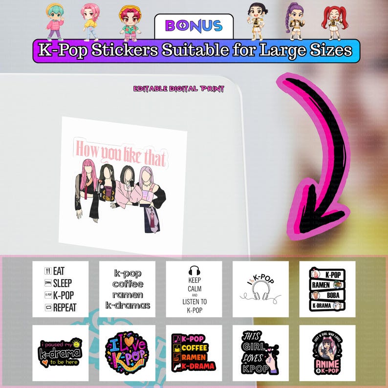 Kpop Demon Hunters Chibi Clipart Bundle - Kpop Hunter Demon Style ...