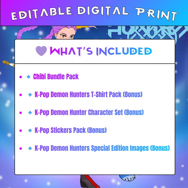 Kpop Demon Hunters Chibi Clipart Bundle - Kpop Hunter Demon Style ...