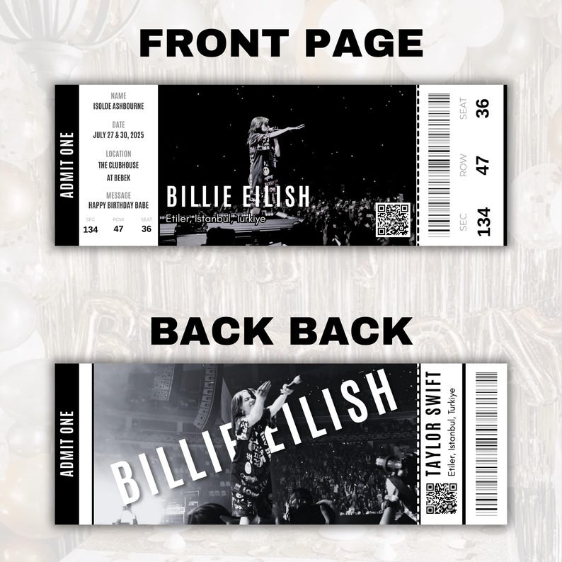 Editable Concert Ticket Canva, Printable Tickets Template, DIY Custom ...