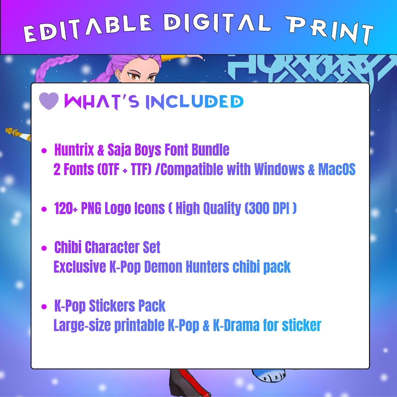 Kpop Demon Hunters Huntrix Font Bundle | Kpop Huntrix Typeface | Saja ...