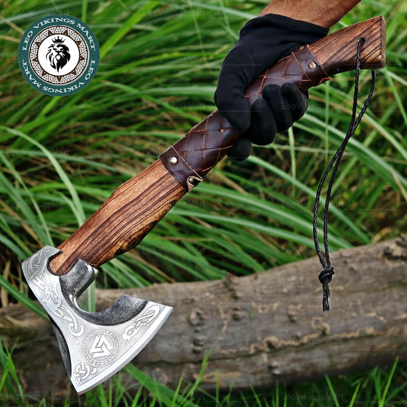 Personalized Viking Axe, Hand Made Carbon Steel Camping Hatchet With ...