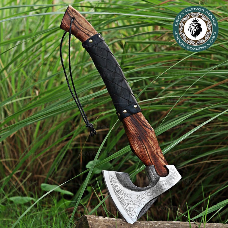 Personalized Viking Axe, Hand Made Carbon Steel Camping Hatchet With ...