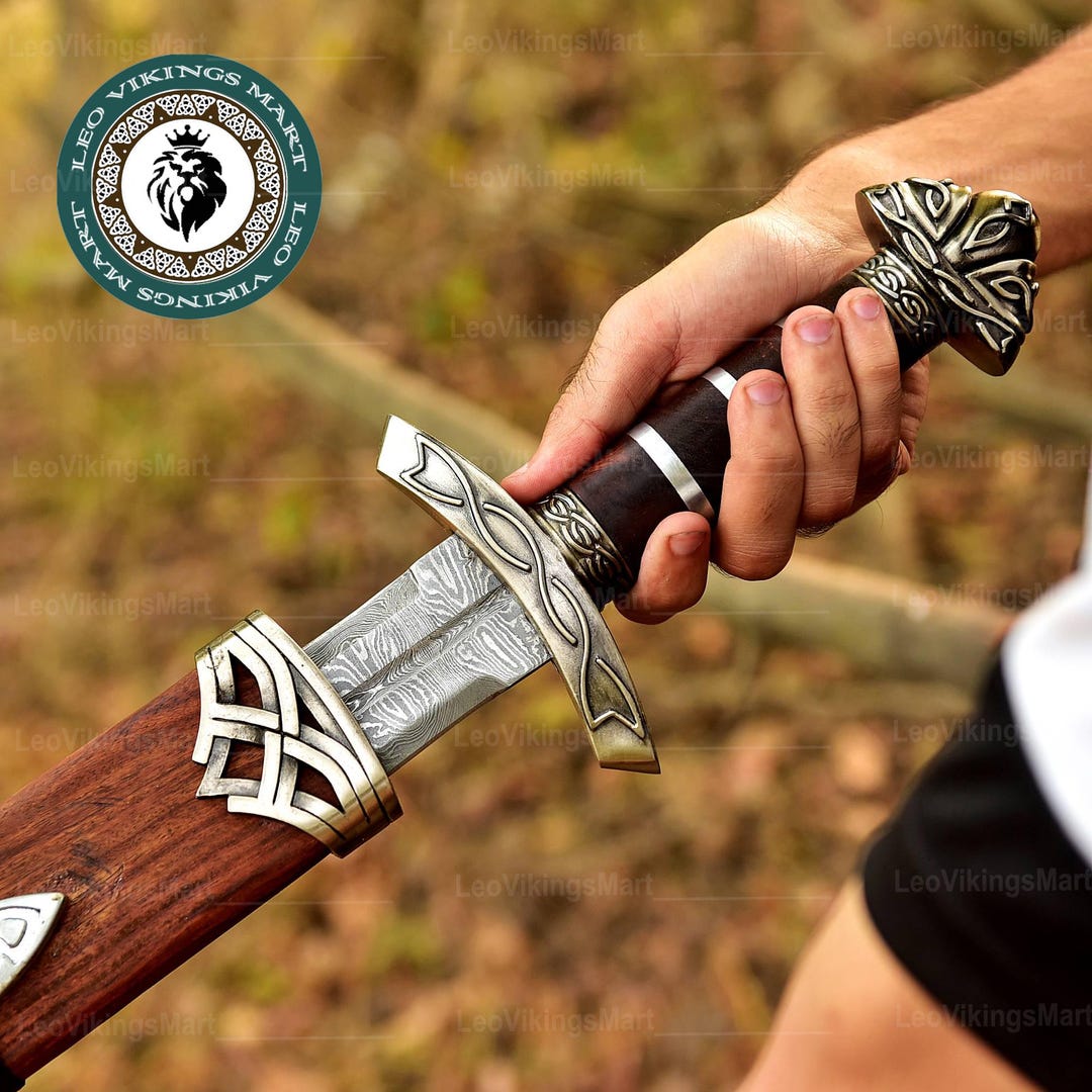 Handmade Damascus Steel Viking Sword: Lothbrok Norse Replica With ...