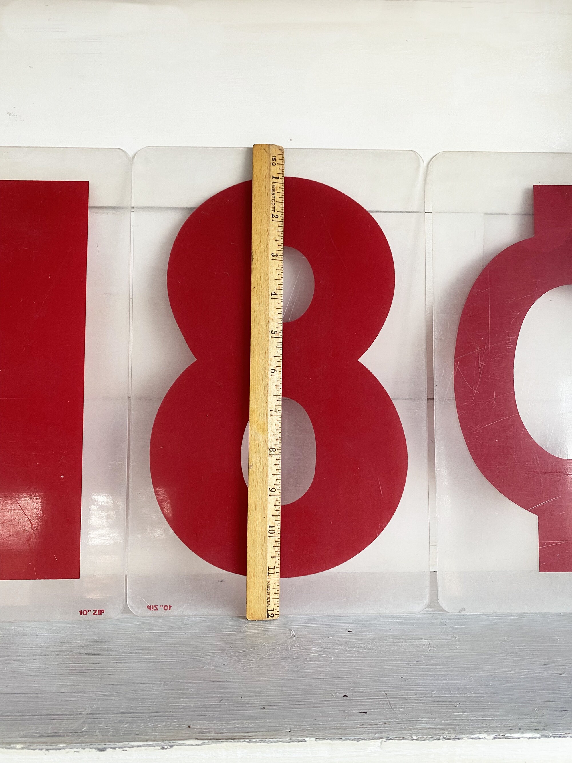 Vintage Industrial Marquee Sign Numbers 12 Acrylic Red 10 Numbers Ships ...