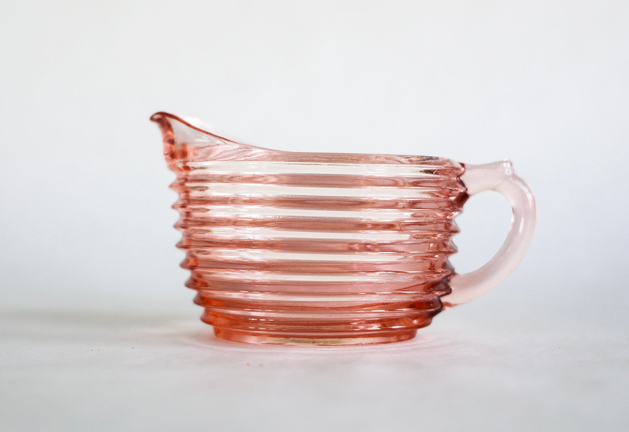 Vintage Pink Depression Glass Ribbed Sugar Bowl and Creamer - Etsy