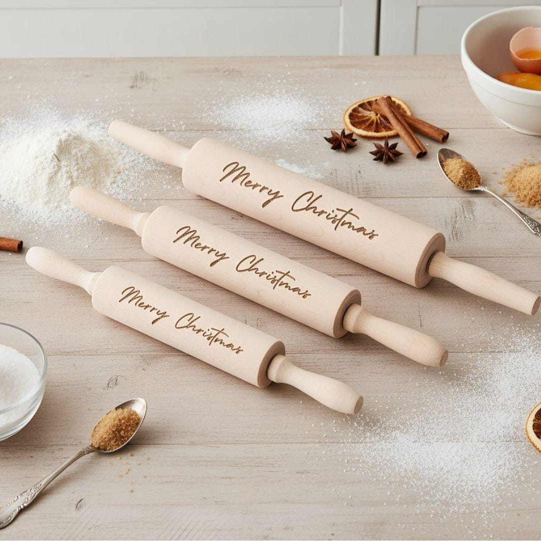 Personalized Engraved Rolling Pin, Customized Wooden Kitchen Utensil ...