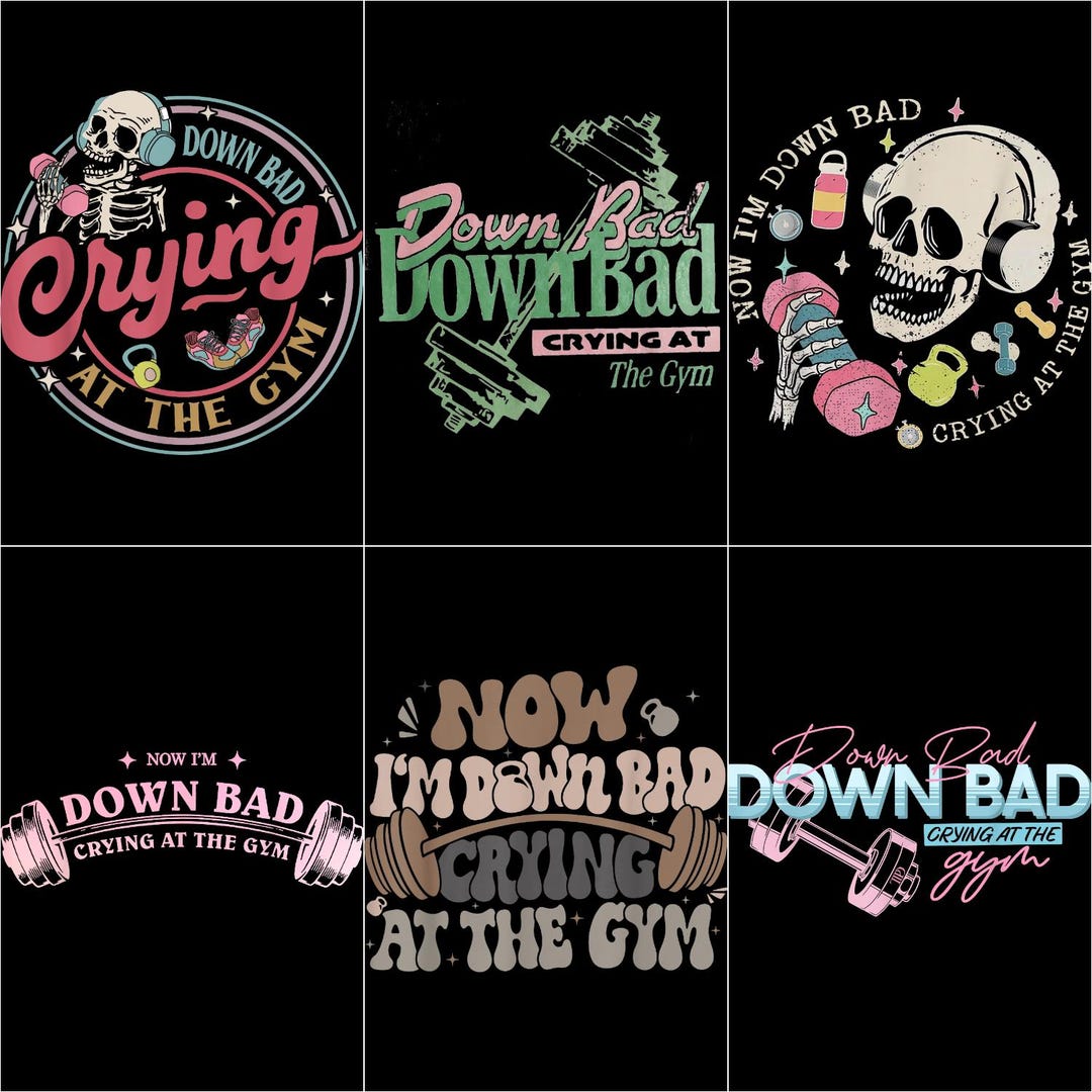 Down Bad Crying at the Gym PNG Bundle – Funny Fitness Digital Designs ...