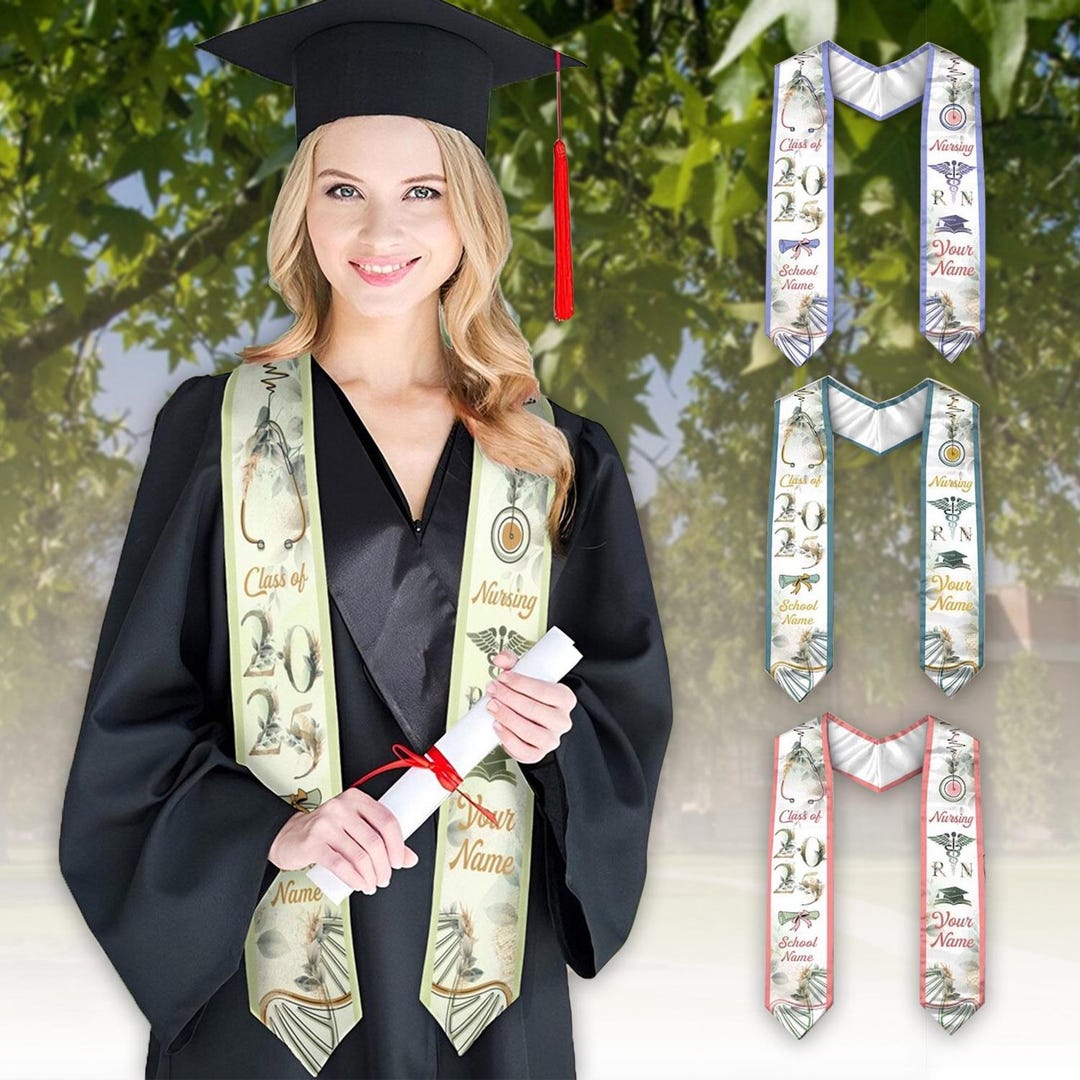 Personalized Nursing Graduation Stoles, Custom Name and School Stole ...