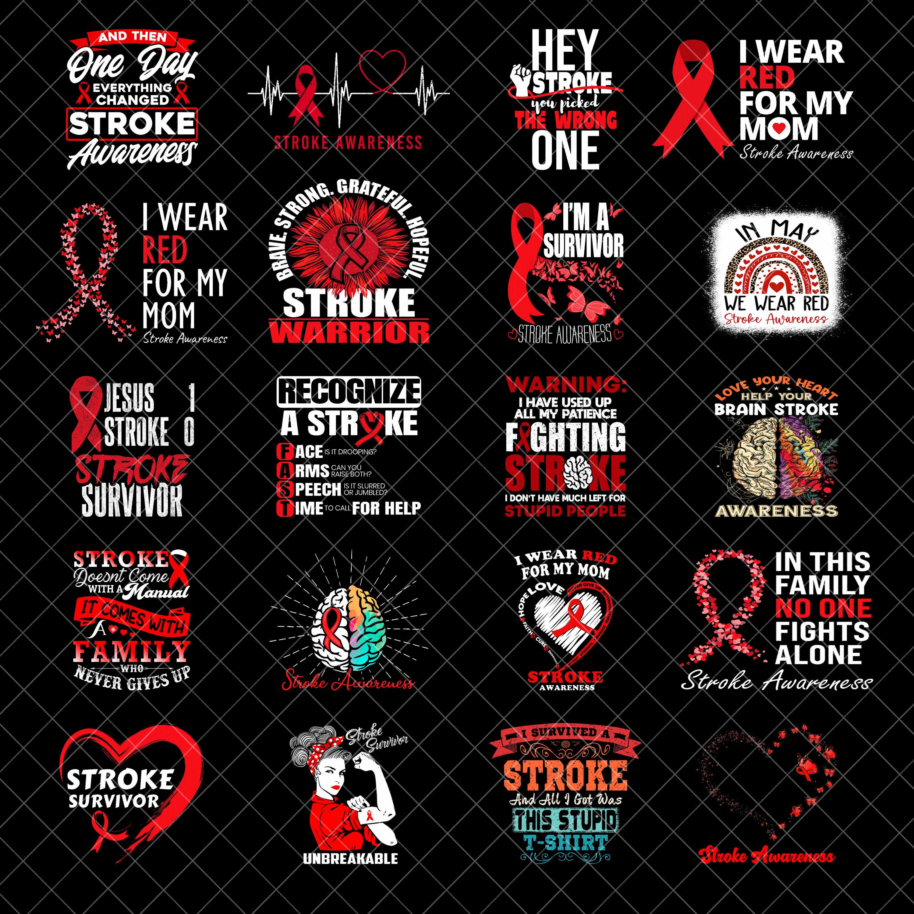 Stroke Awareness Png Bundle, Stroke Ribbon Png, Red Ribbon Png, Stroke Survivor Png, Stroke ...