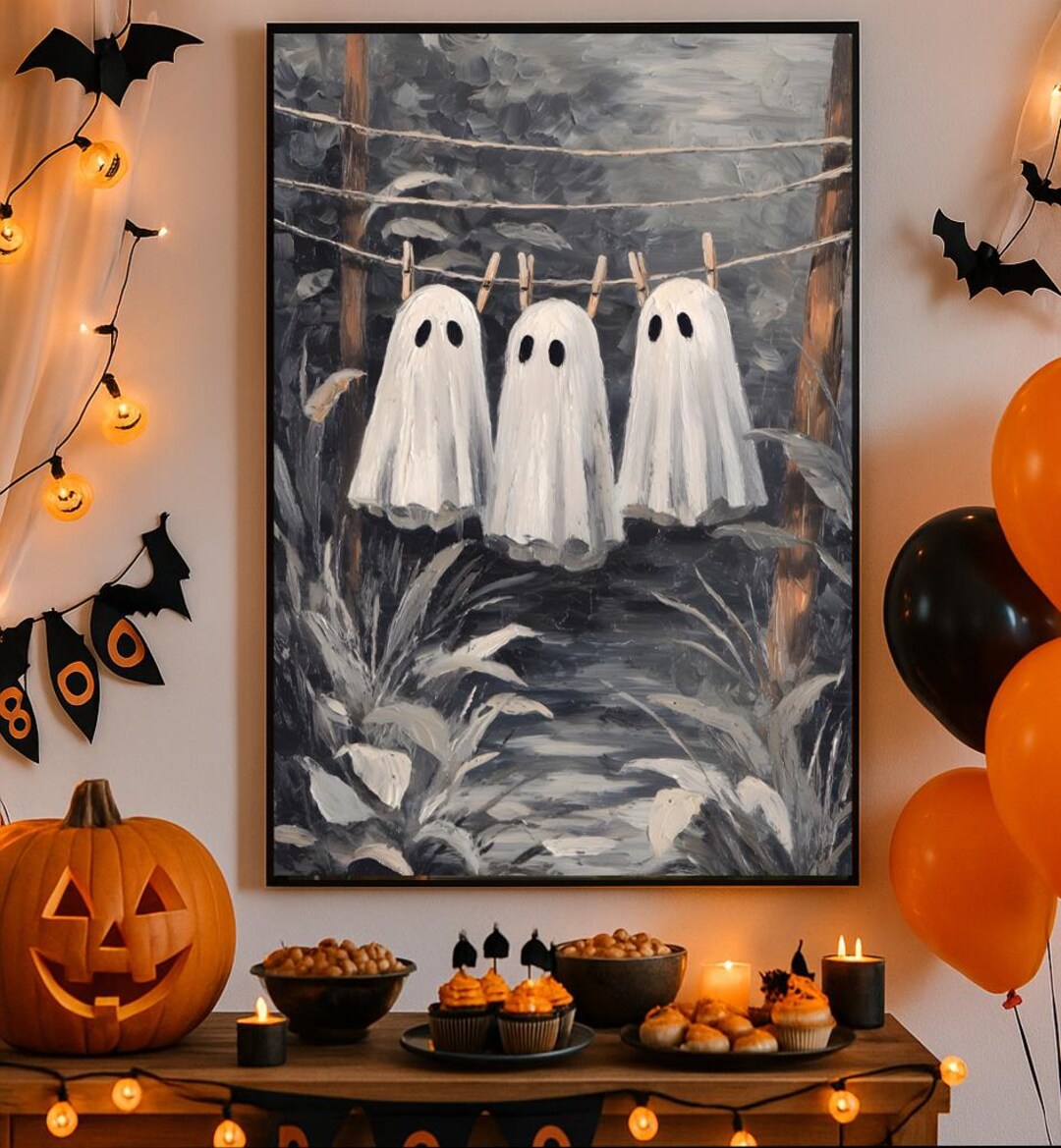 Ghosts on a String Poster | Halloween Printable Wall Art PNG 2:3 ...