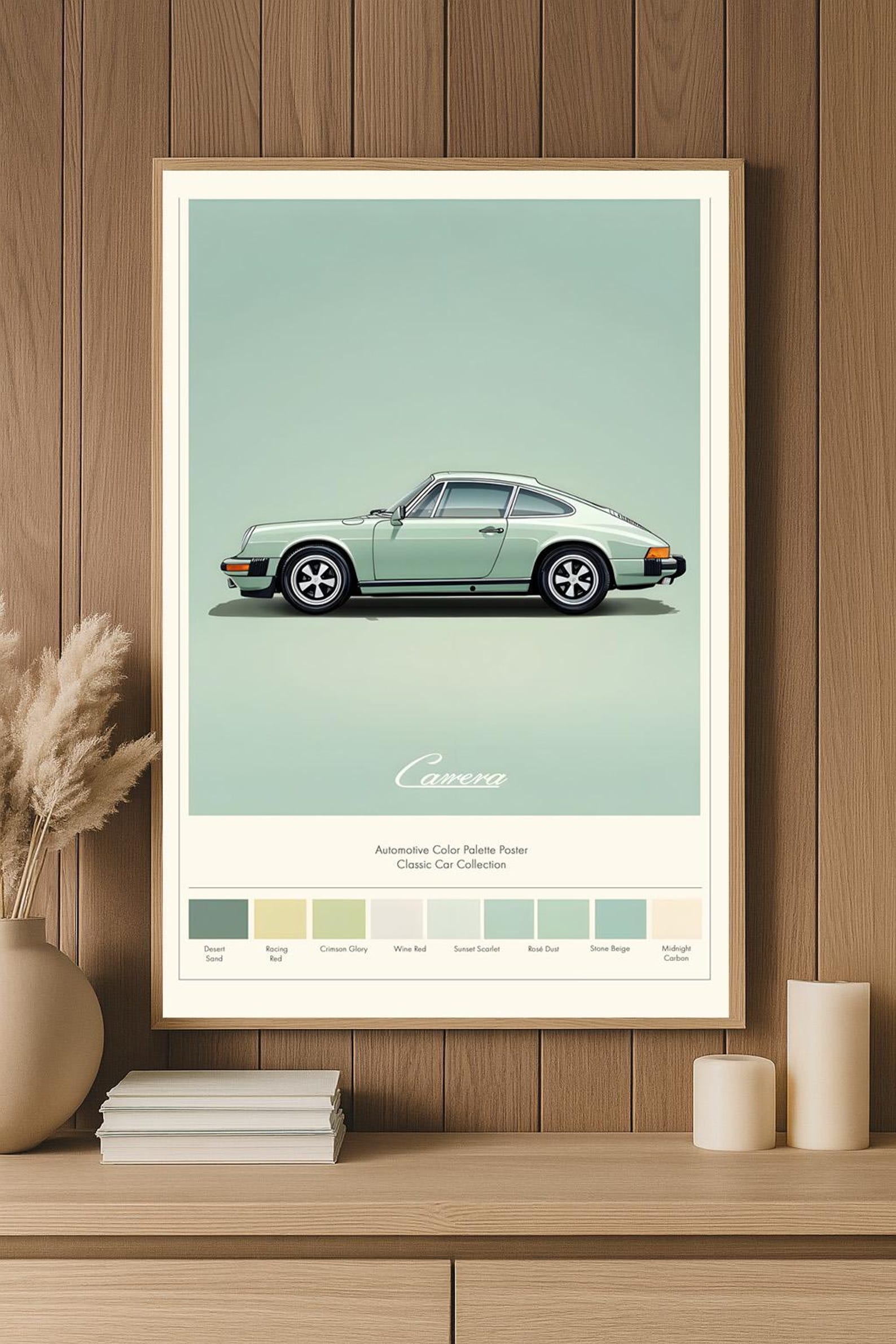 Porsche 911 Carrera Poster, Vintage Automotive Color Palette Print ...