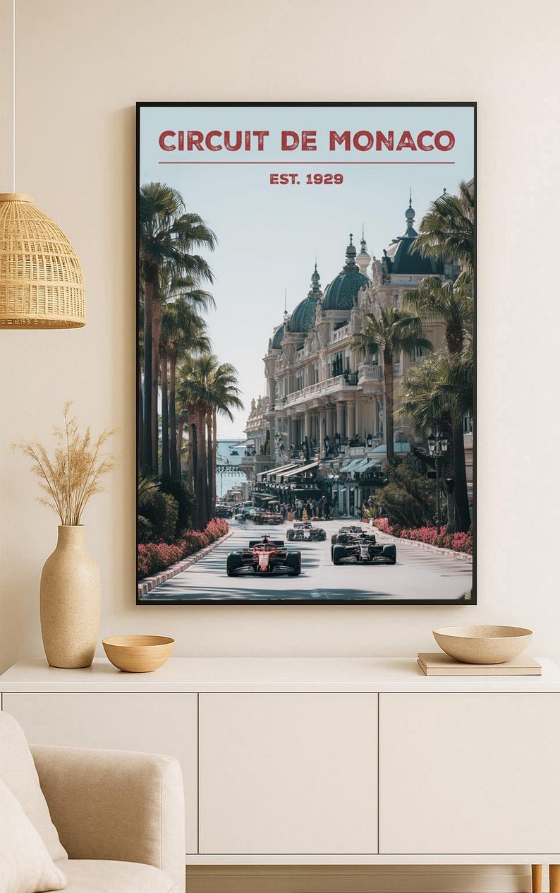 F1 Poster Monaco Racing Poster | Vintage Style Formula 1 Wall Art ...