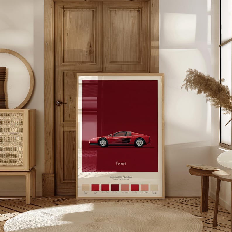 Ferrari Testarossa Poster, Vintage Car Wall Art Print, Classic Ferrari ...