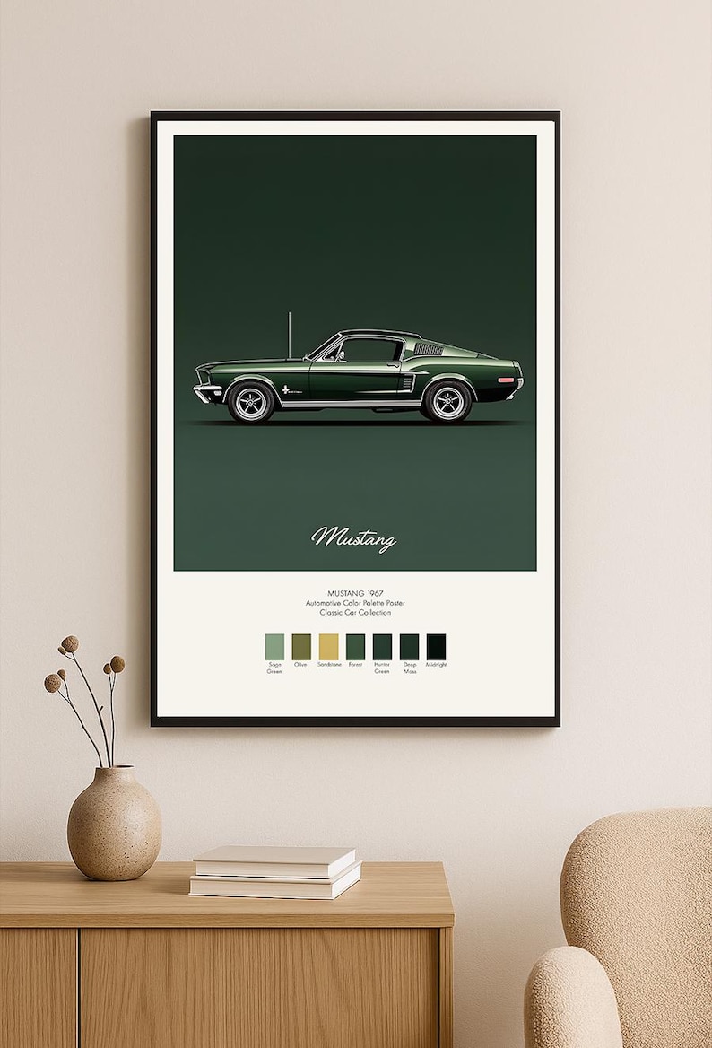 Mustang 1967 Poster, Vintage Car Wall Art, Classic Ford Mustang Print ...
